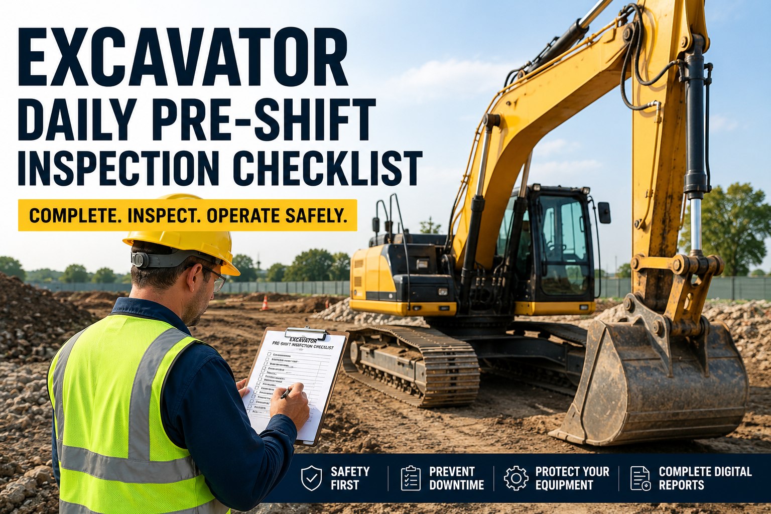 Excavator Daily Pre-Shift Inspection Checklist